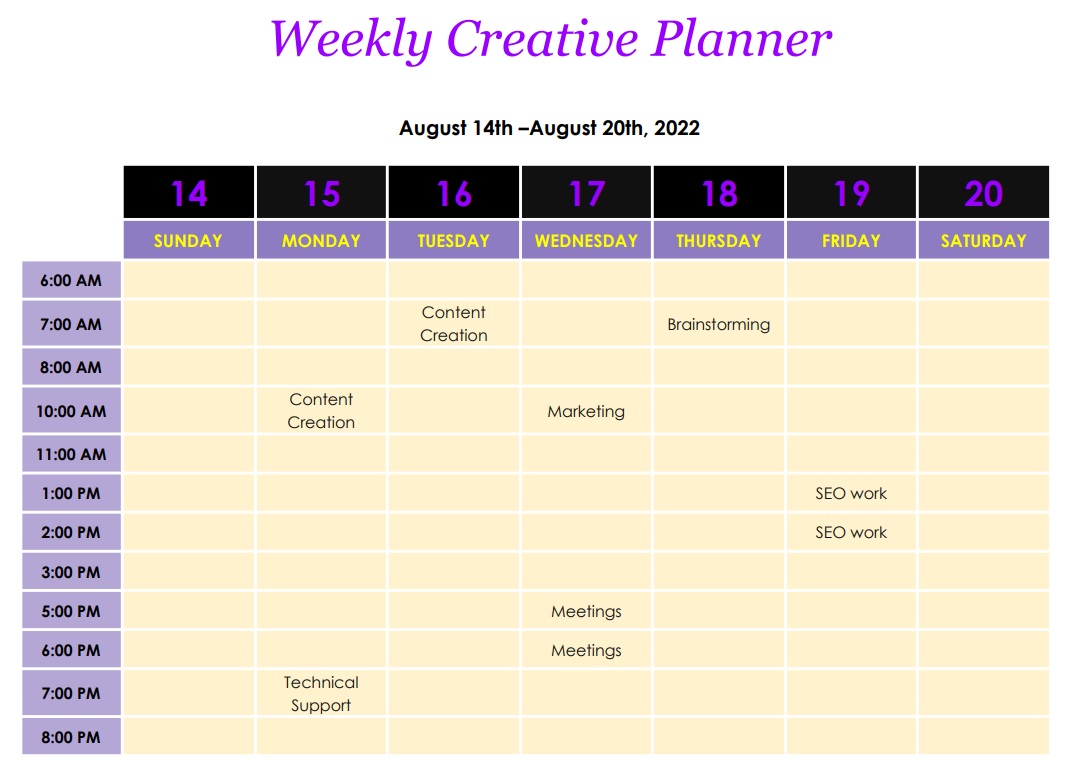 Weekly Creative Planner - Purple Hood Adventures